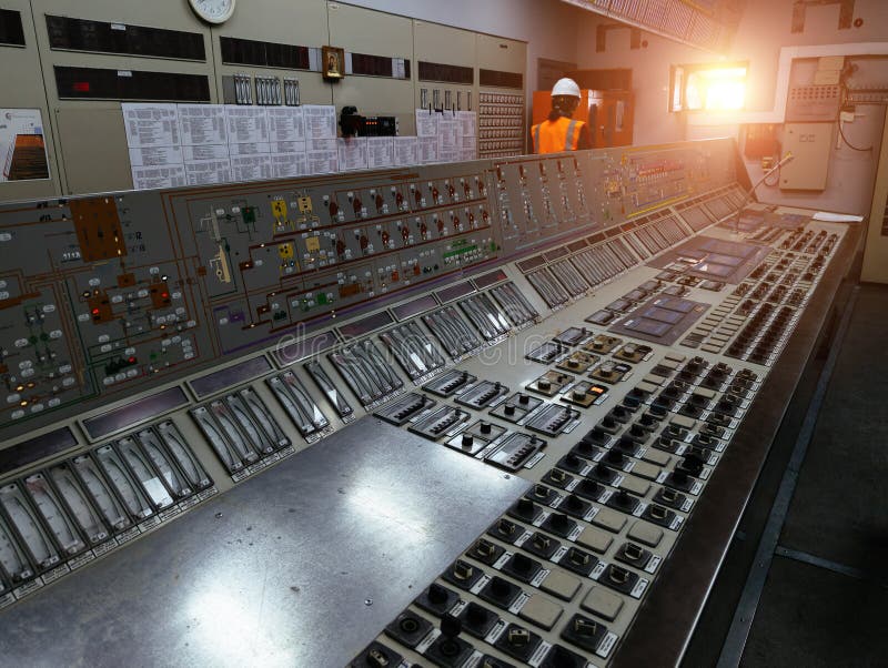 Control Room. Large Industrial Control Panel Inside Factory or Power ...