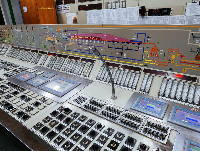 Control Room. Large Industrial Control Panel Inside Factory or Power ...