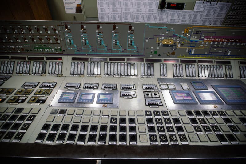 Control Room. Large Industrial Control Panel Inside Factory or Power ...