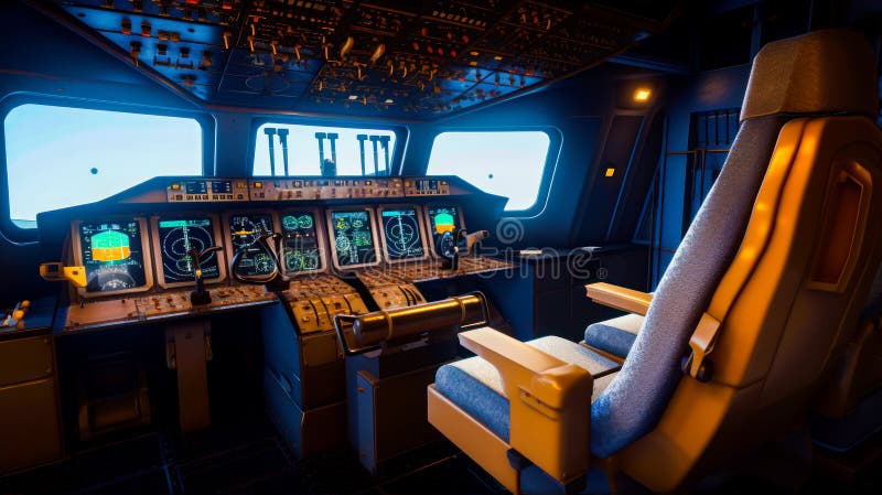 Control Room with Lot of Windows. Generative AI Stock Illustration ...