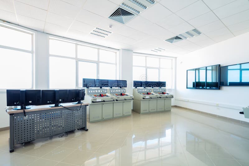 Control Room with Machines and Computers Stock Image - Image of ...
