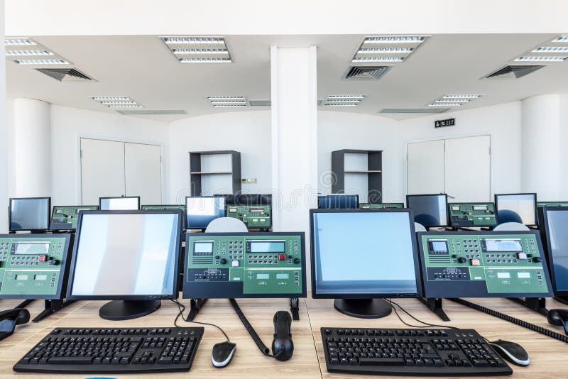 Control Room with Machines and Computers Stock Image - Image of ...