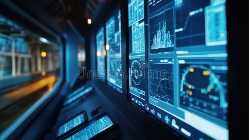 Control Room Monitoring System Showing Charts and Graphs for ...