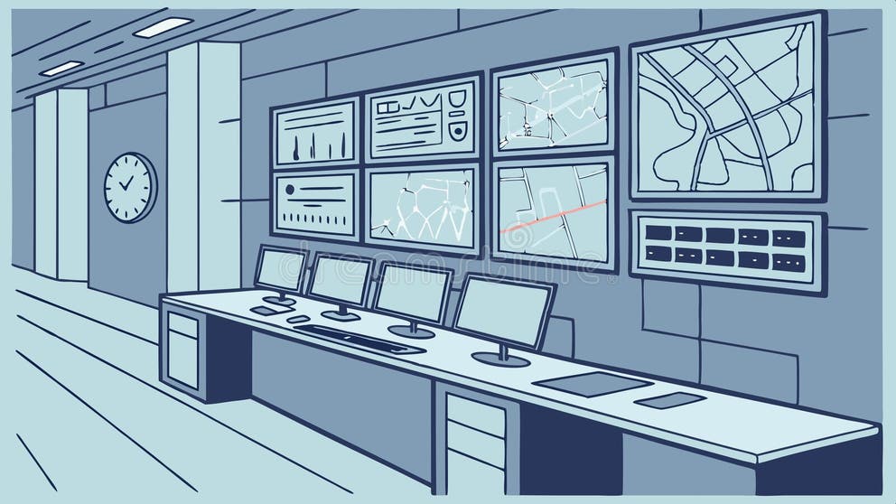 Control Room Monitors Data, System Analysis, Information Display, and ...