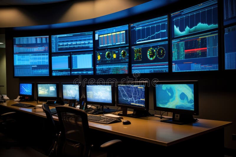 Room with Monitors for Video Surveillance. Security Concept Stock ...