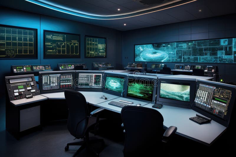 Room with Monitors for Video Surveillance. Security Concept Stock ...