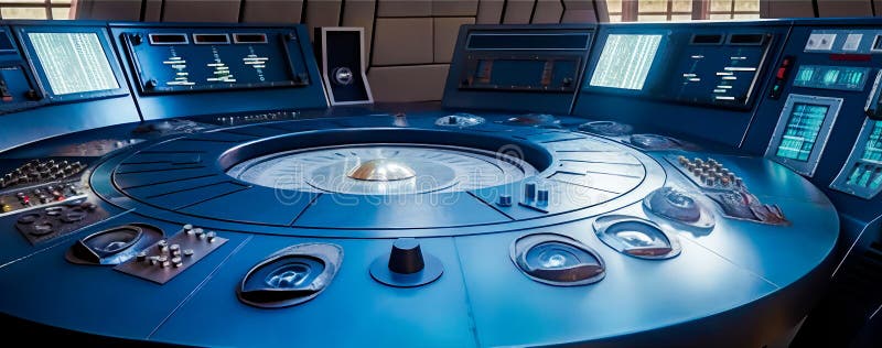 Control Room with Multiple Monitors and Other Equipment. Generative AI ...