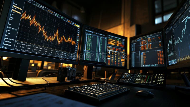 Control Room with Multiple Screens and Operators Demonstrating ...