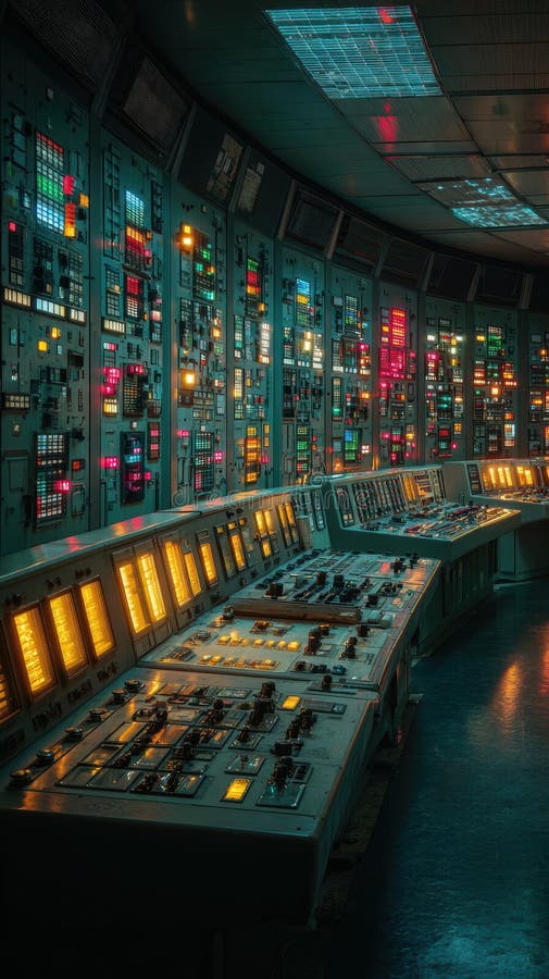 Control Room, Nuclear Power Plant, Illuminated Panel, Technology ...
