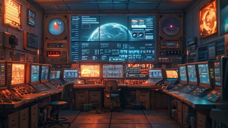 The Control Room of a Reusable Rocket Launch Stock Footage - Video of ...