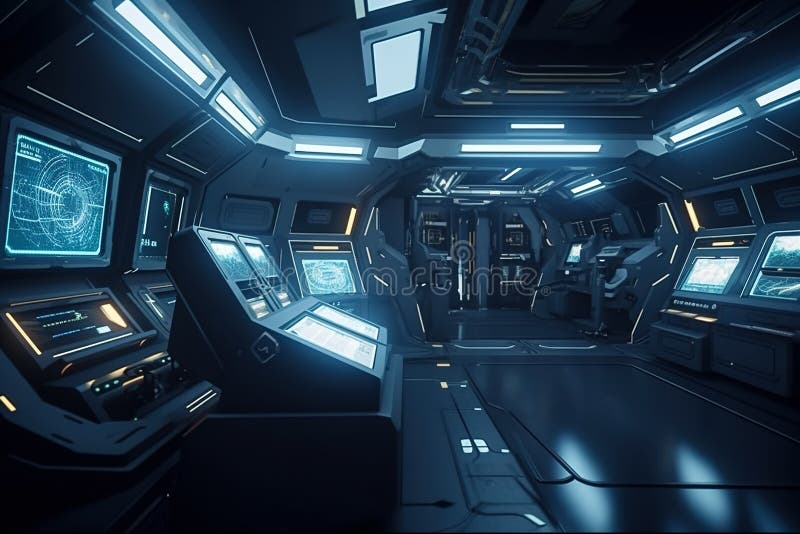 Control Room in Spacecraft, Interior of Spaceship or Space Station ... Control Room in Spacecraft, Interior of Spaceship or Space Station ...