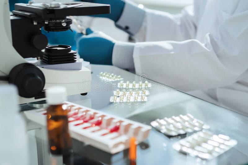 Control Samples of the Drug on the Table in the Laboratory . Stock ...