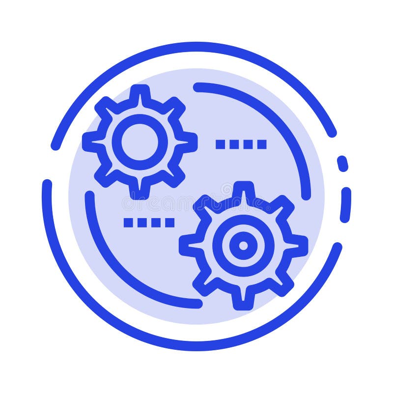 Control, Setting, Gear, Setting Blue Dotted Line Line Icon Stock Vector ...