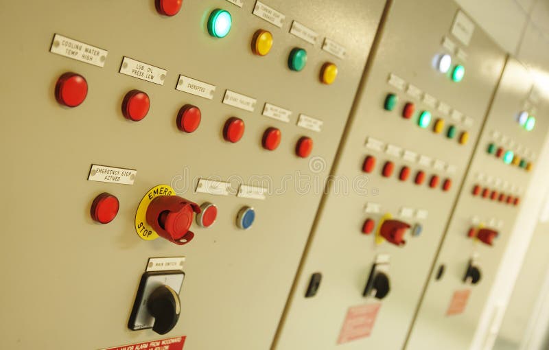 Control Switch Panel of Industrial Equipment with Buttons Aboard Stock ...