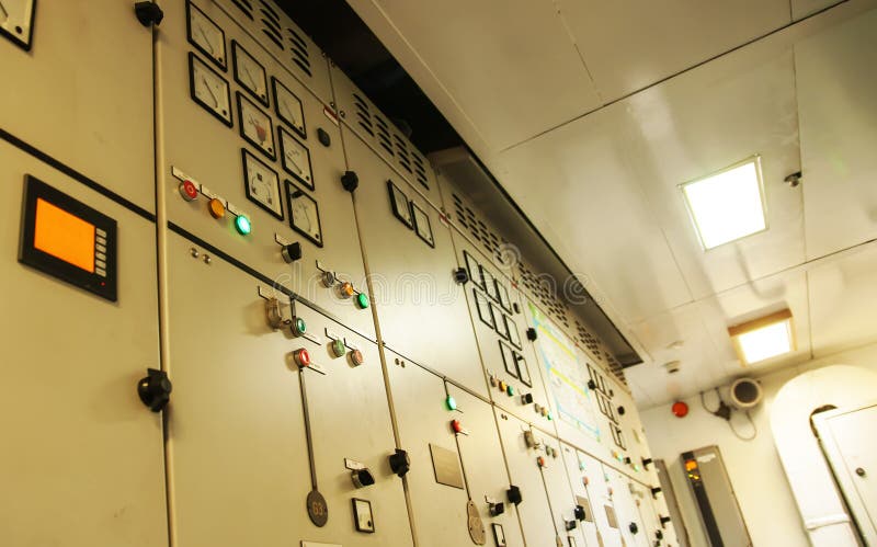 Control Switch Panel of Industrial Equipment with Buttons Aboard Stock ...