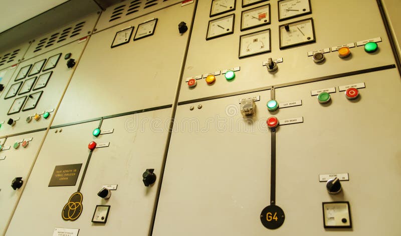 Control Switch Panel of Industrial Equipment with Buttons Aboard Stock ...