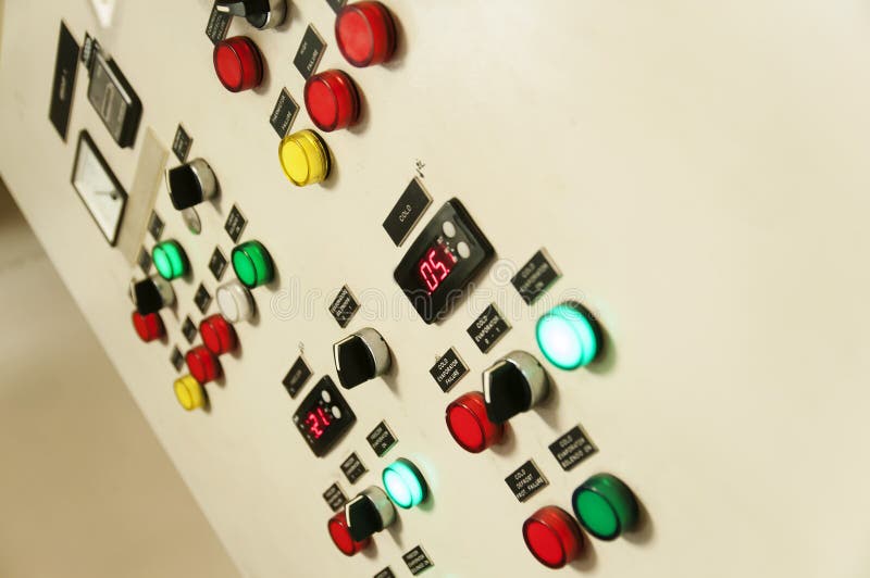 Control Switch Panel of Industrial Equipment with Buttons Aboard Stock ...