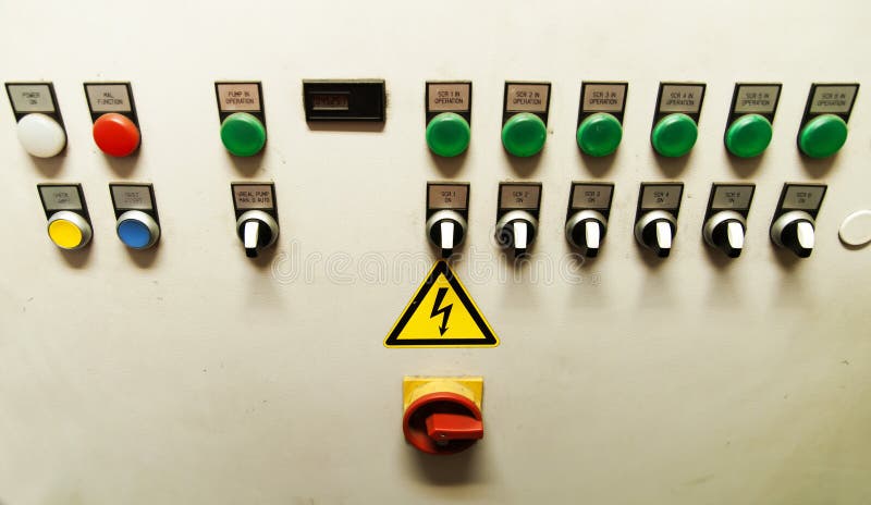 Control Switch Panel of Industrial Equipment with Buttons Aboard Stock ...