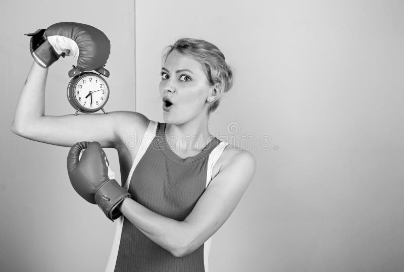 Control Time. Time Management Skills. Battle for Self Discipline. Woman ...