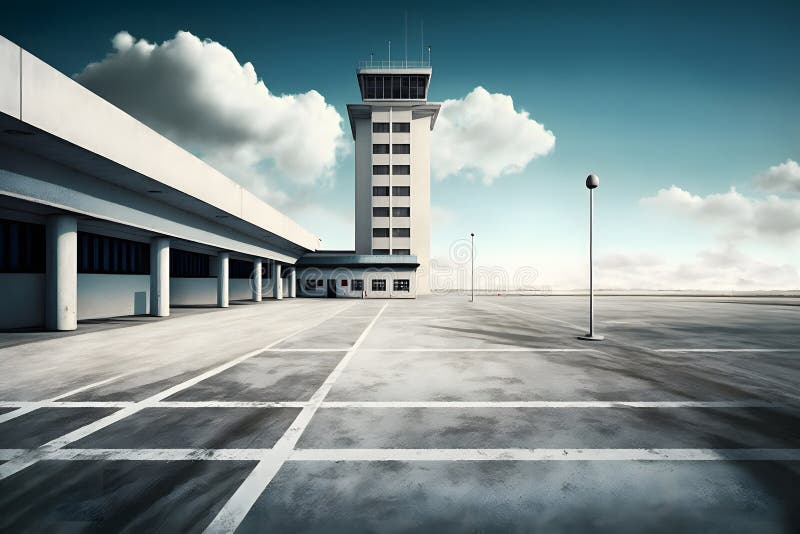 Control Tower at the Airport. Neural Network AI Generated Stock ...