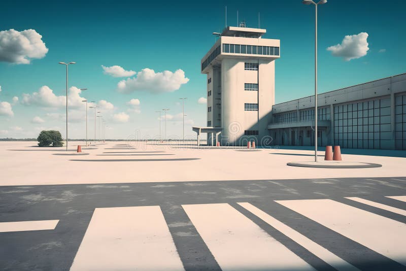 Control Tower at the Airport. Neural Network AI Generated Stock ...