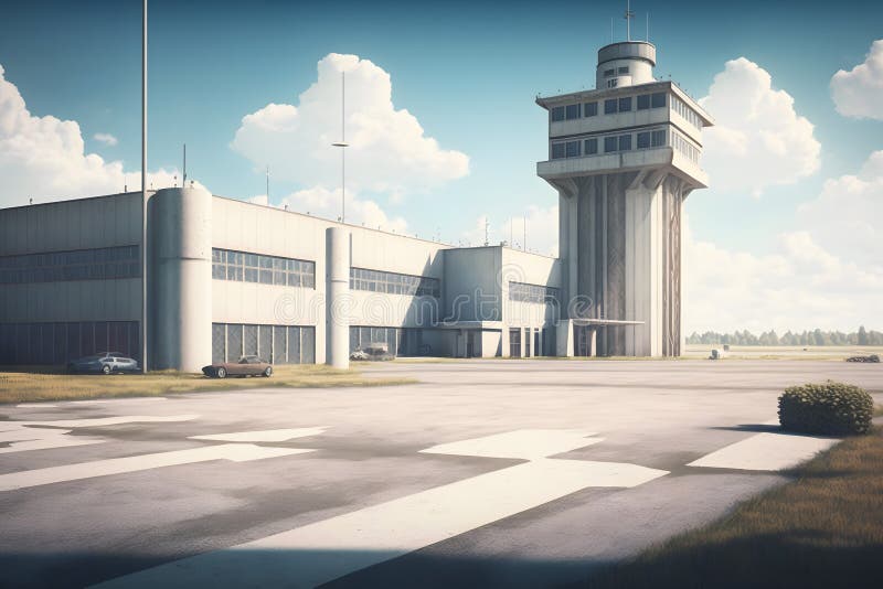 Control Tower at the Airport. Neural Network AI Generated Stock ...