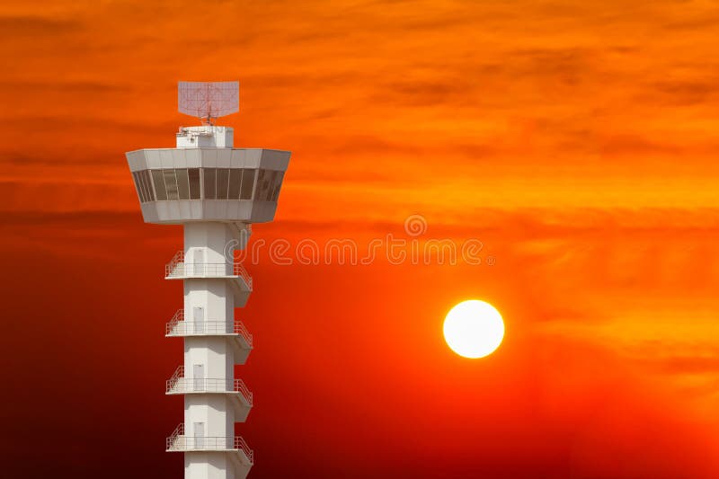 Airport Control Tower Isolated On White Background Stock Photo - Image ...