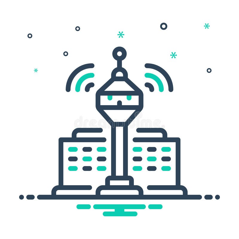 Mix Icon for Control Tower, Airport and Transport Stock Vector ...