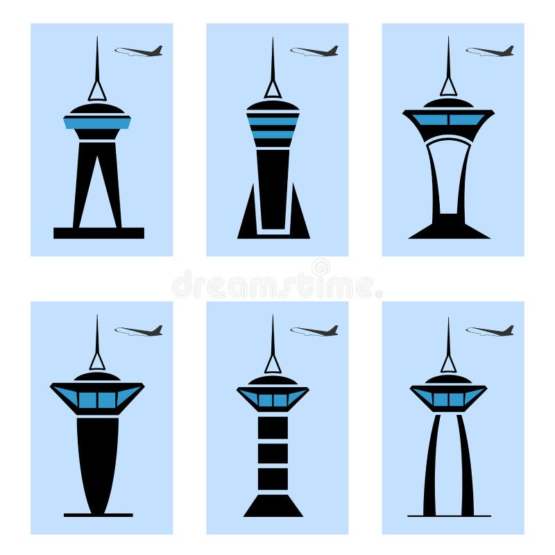 Control tower icons stock vector. Illustration of silhouette - 43884064