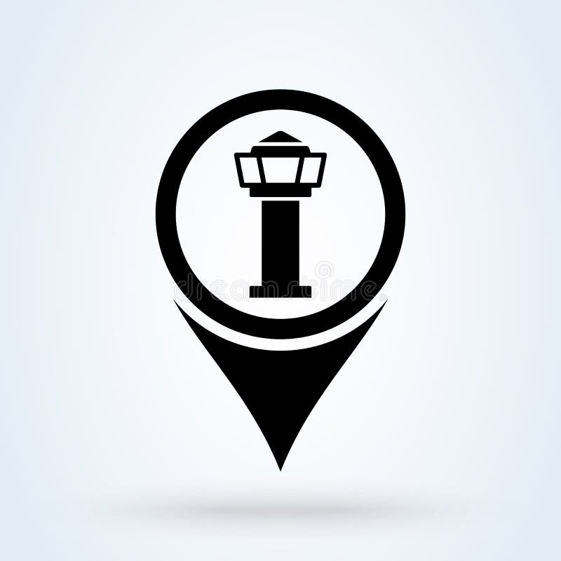 Control Tower Map Pin. Simple Vector Modern Icon Design Illustration ...