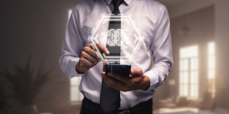 Control, Work, Command with Artificial Intelligence AI Droid Robot and ...