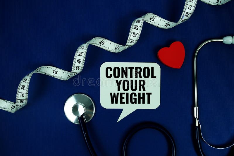 Control Your Weight Text with Stethoscope and Measuring Tape Top View ...