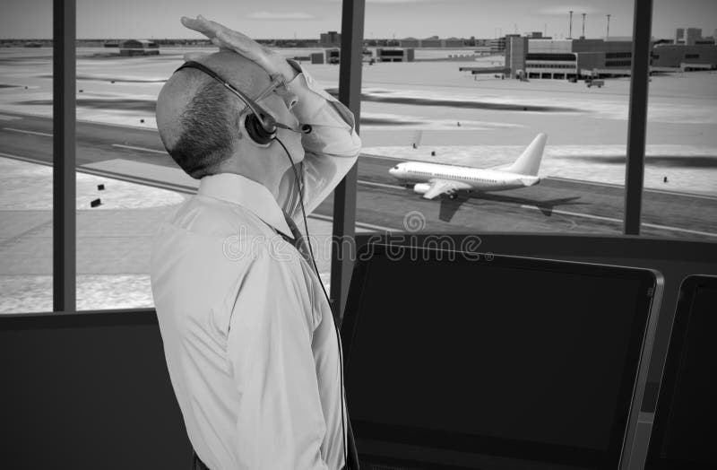 Controlador Aéreo En El Trabajo Foto de archivo - Imagen de plano ...