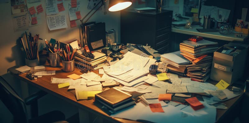 Controlled Disorder: a Cluttered Desk Filled with Papers, Notes, and ...