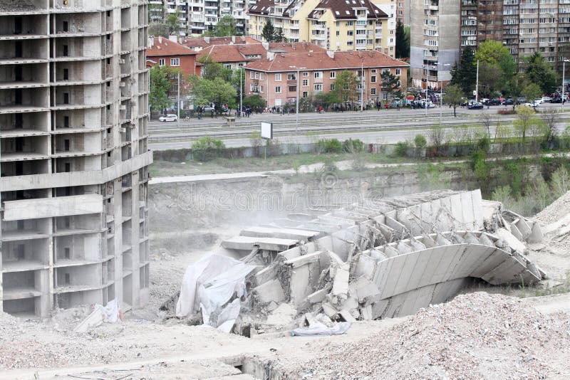 Controlled Explosion with Blasts of a Big Building, Abandoned Building ...