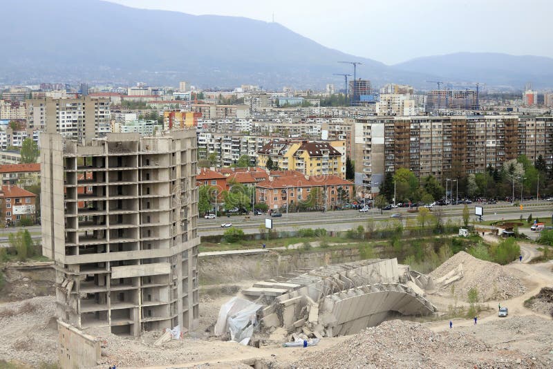 Controlled Explosion with Blasts of a Big Building Editorial Image ...