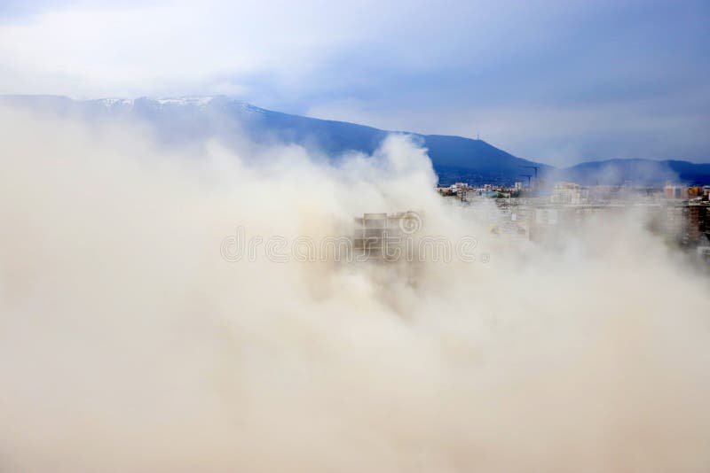 Controlled Explosion with Blasts of a Big Building Stock Photo - Image ...