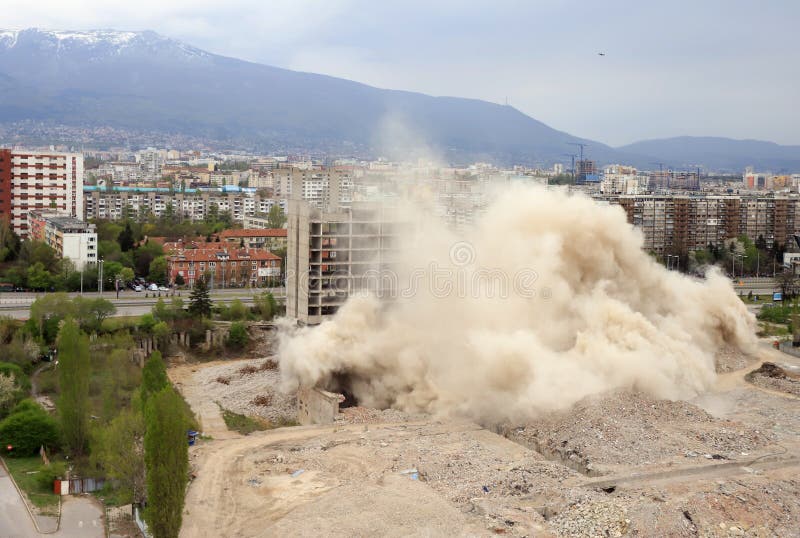 Controlled Explosion with Blasts of a Big Building Editorial Stock ...