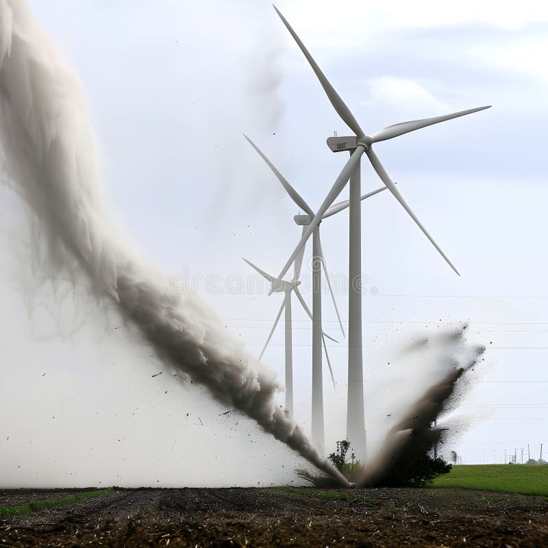 Controlled Explosion Destroying Wind Turbine in Field Stock ...