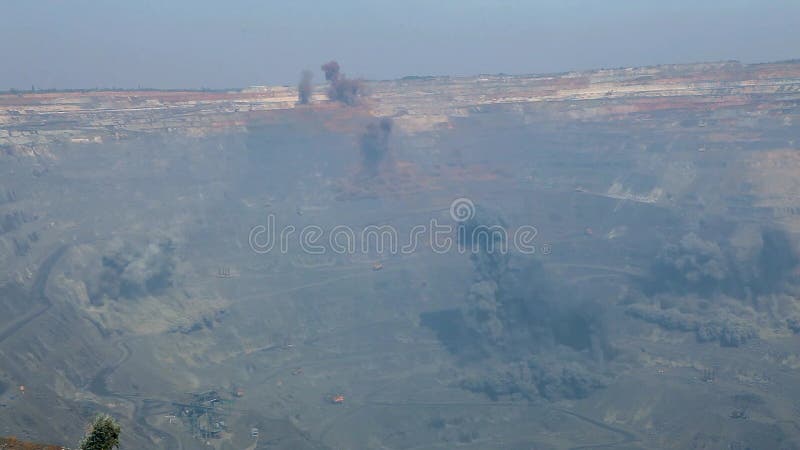 A Controlled Explosion in a Quarry. Iron Ore Mining Process. Big ...