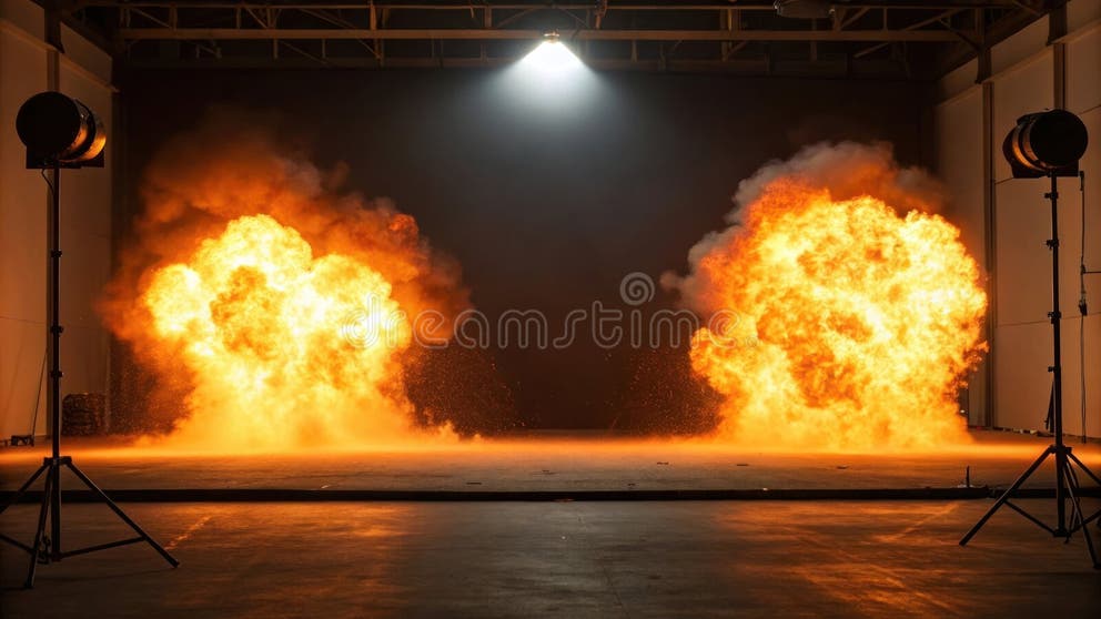 Controlled Explosions Fireball Studio Shot Dramatic Stock Illustration ...