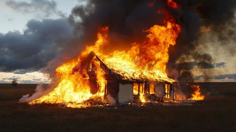 Controlled House Fire Training Firefighters Practice with Intense ...