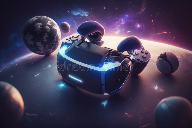 Controller Floating in Space with a Futuristic Wireless Headset and ...