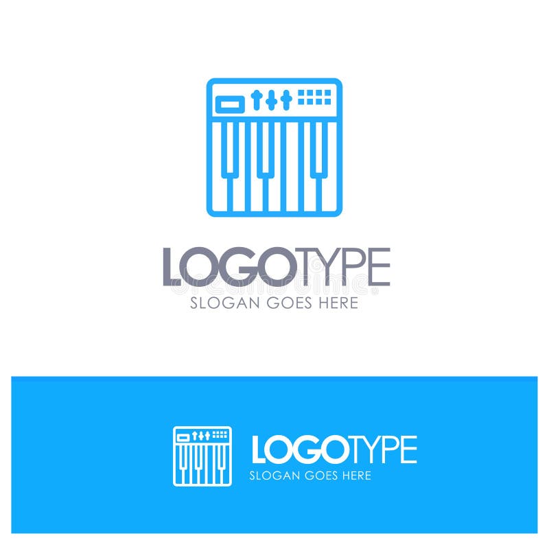 Controller, Hardware, Keyboard, Midi, Music Blue OutLine Logo with ...