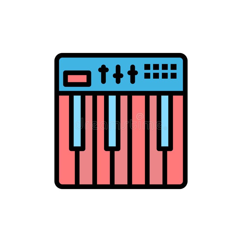 Controller, Hardware, Keyboard, Midi, Music Flat Color Icon. Vector ...