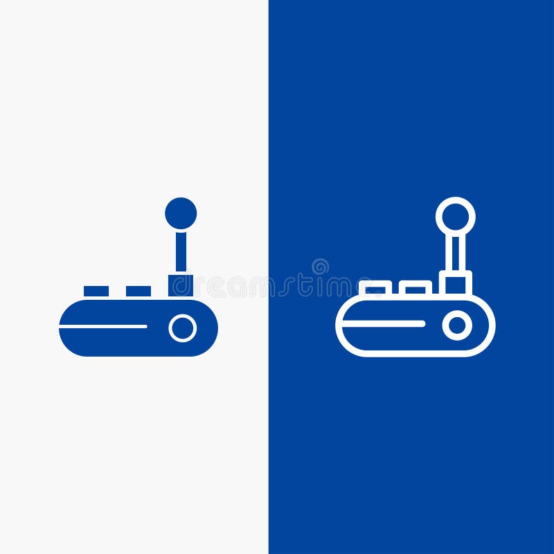 Controller, Joy Pad, Joy Stick, Joy Pad Line and Glyph Solid Icon Blue ...