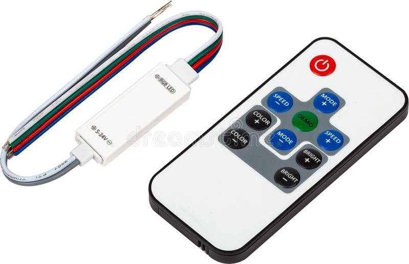 Controller for RGB LED with Remote Control Isolated on White Stock ...