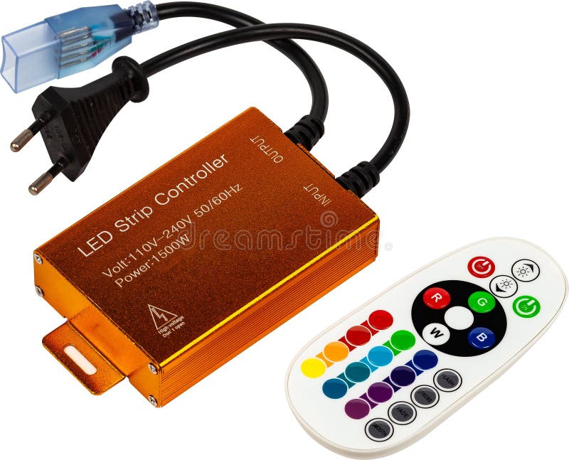 Controller for RGB LED with Remote Control Isolated on White Stock ...