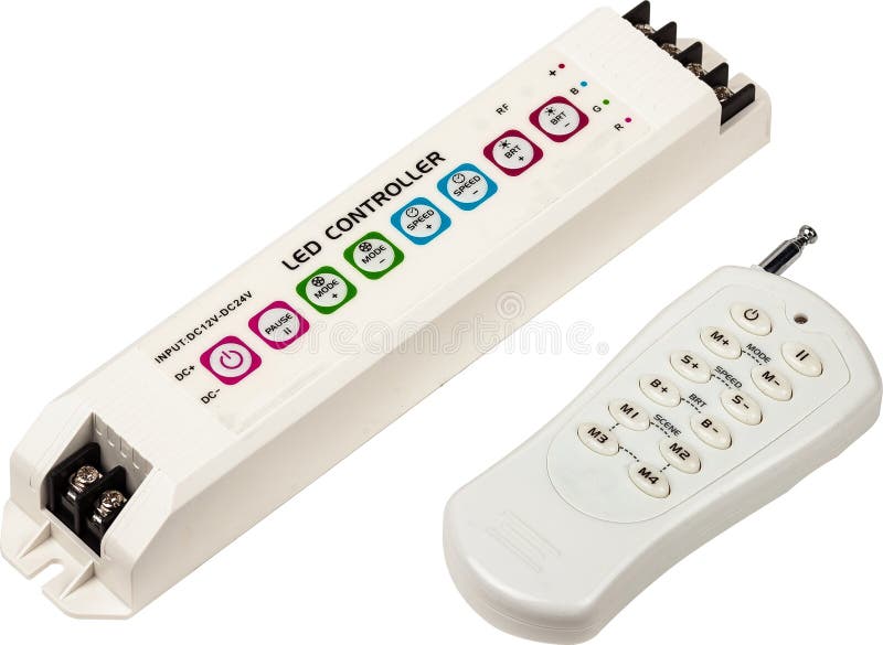 Controller for RGB LED with Remote Control Isolated on White Stock ...