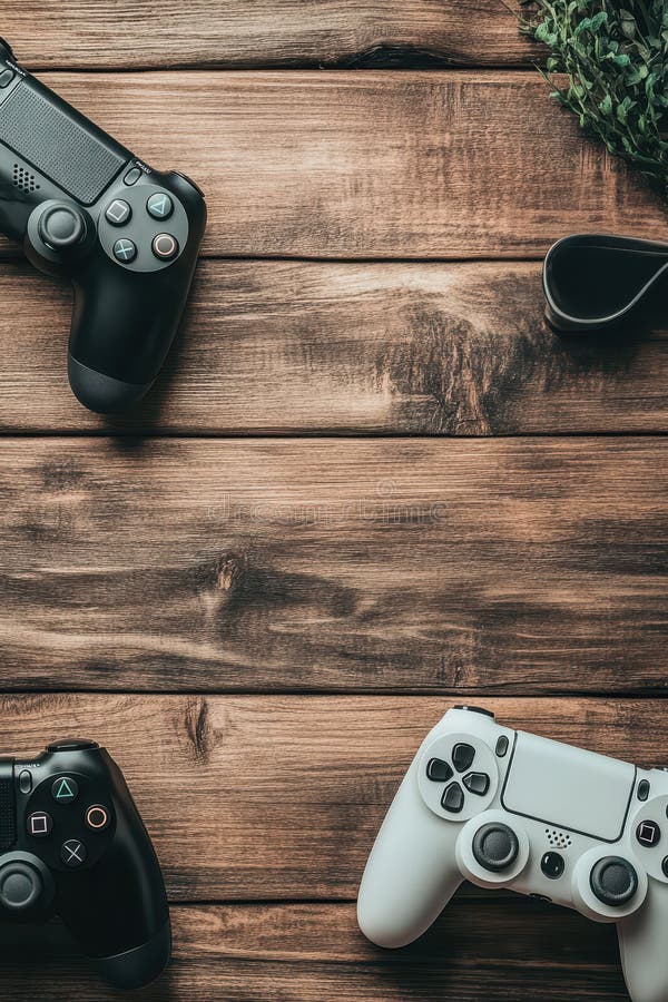 Controllers for Games Placed on a Wooden Surface. Devices for Gaming ...